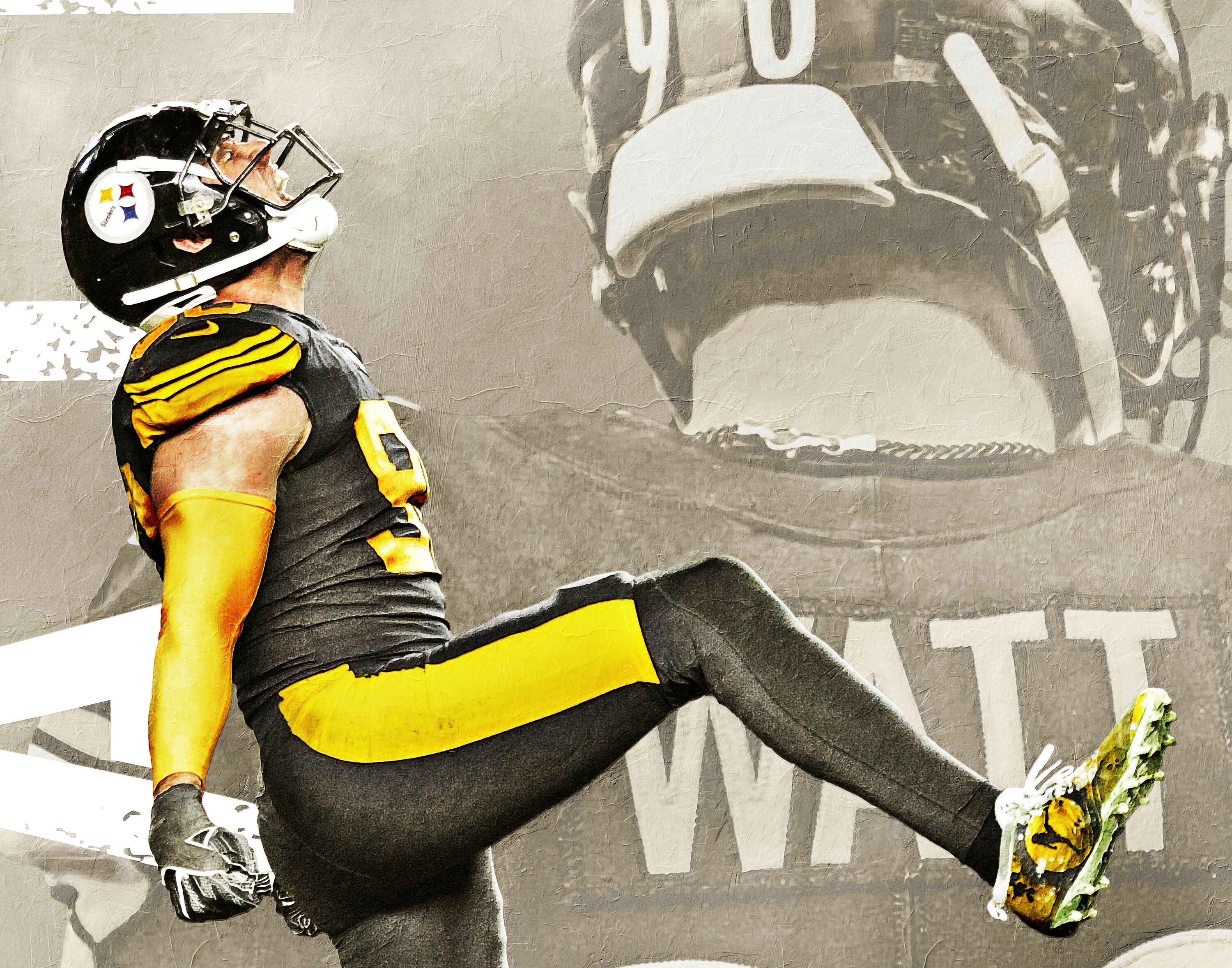 TJ Watt Canvas Print Pittsburgh Wall Art Sports Art - Etsy