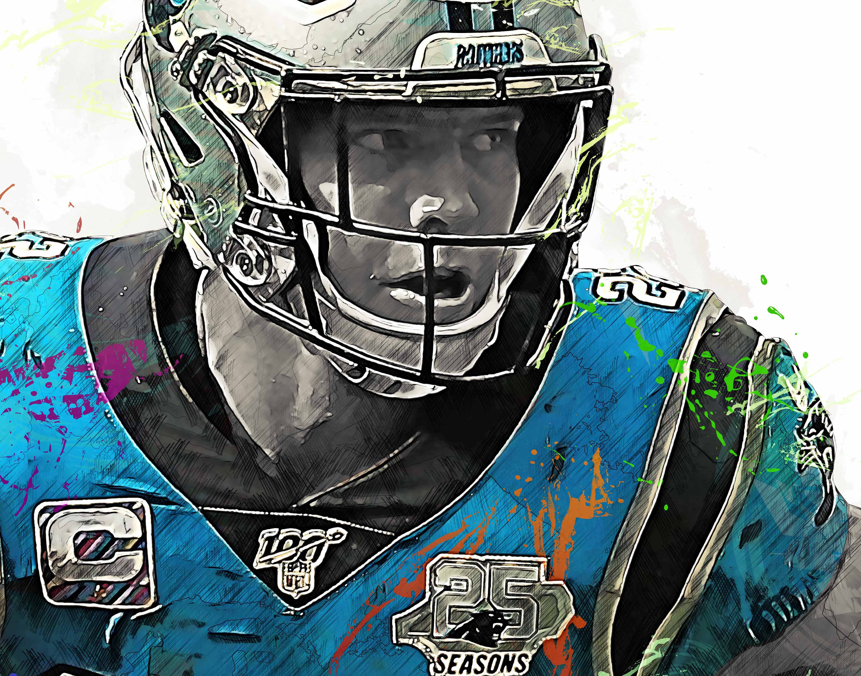 Christian Mccaffrey Poster Carolina Panthers Canvas Print - Etsy