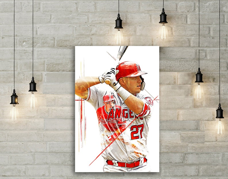 Mike Trout Poster Los Angeles Angels Canvas Print Wall - Etsy