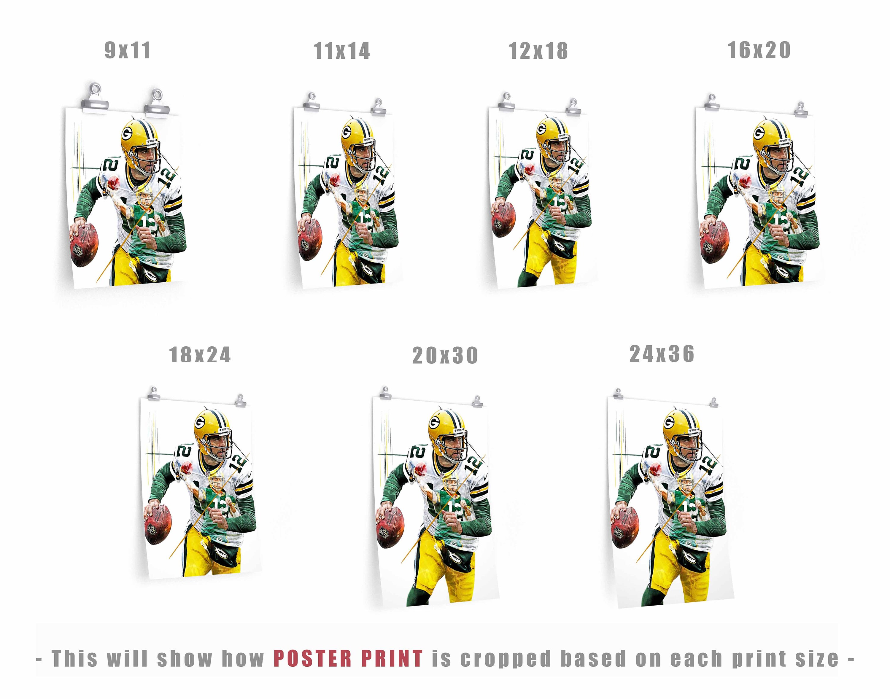 Aaron Rodgers Poster Green Bay Packers Canvas Print Wall - Etsy