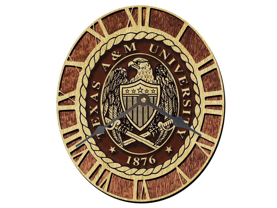 Texas A&M University Oval Wall Clock, Wooden Clock, Aggie Ring Crest ...