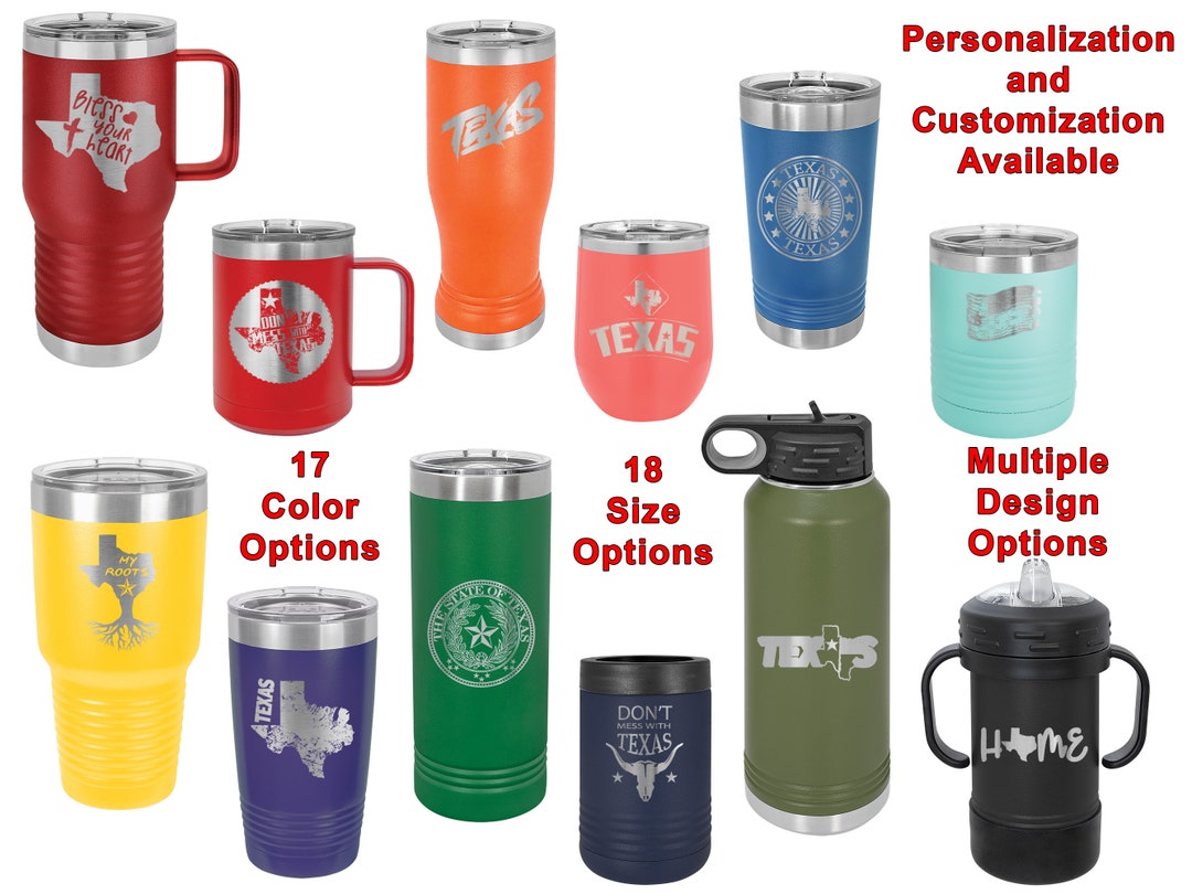 State Seal of Texas Engraved Stainless Steel Tumbler, Texas Roots ...