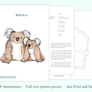 Stuffed Koala Pattern Plush Koala Bear Sewing Pattern PDF Vintage ...