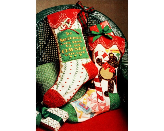 Vintage Christmas Stocking Patterns 2 Quilt Applique Stocking - Etsy