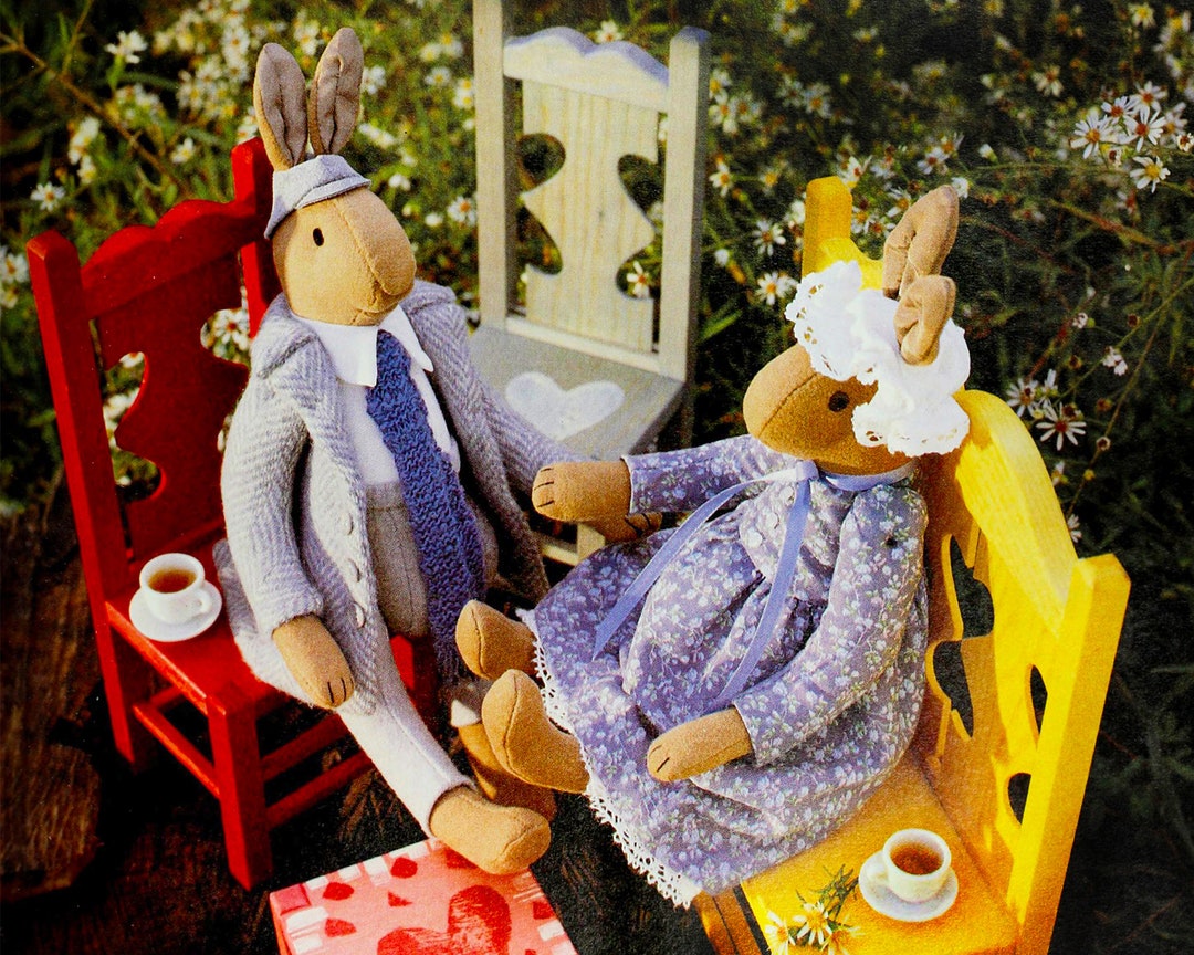 Vintage Plush Bunny Pattern Stuffed Bunny Doll Rabbit Sewing Pattern ...