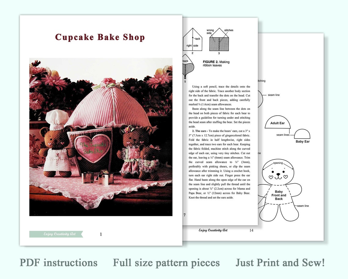 Mini Teddy Bear Pattern Tiny Bear Doll Sewing Pattern Felt House ...