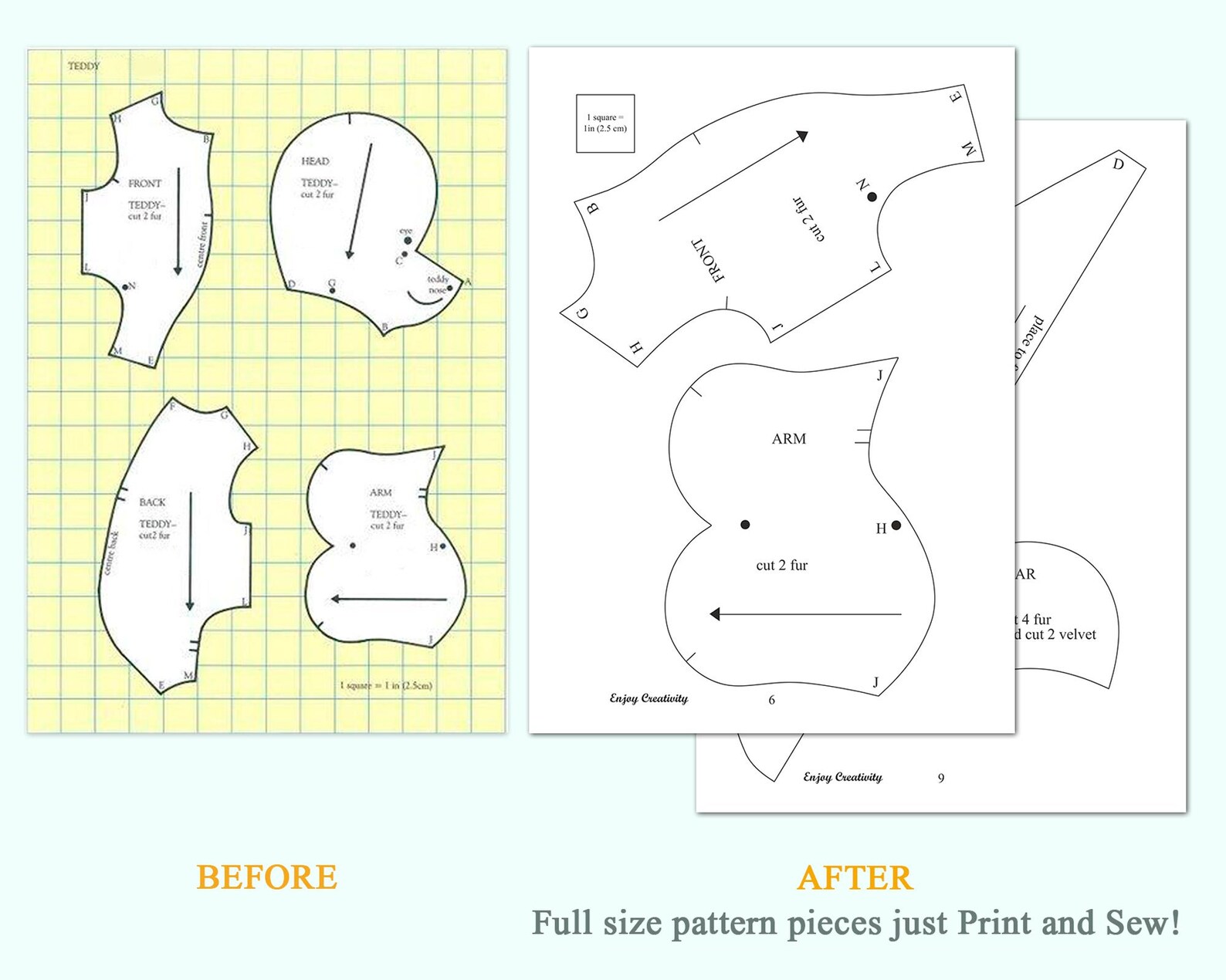 Vintage Toy Pattern Teddy Bear Pattern Stuffed Teddy Bear Plush Sewing ...