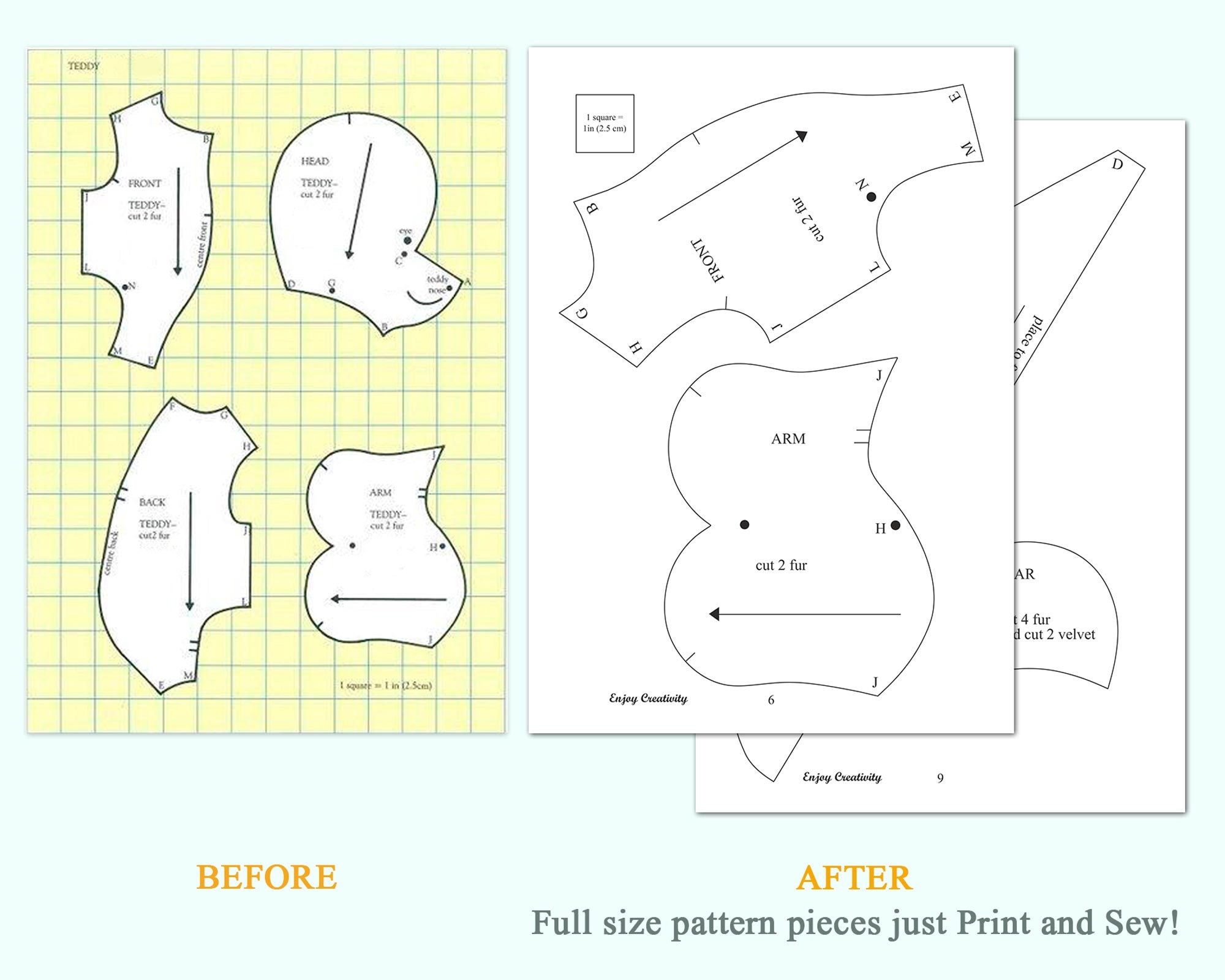 Vintage Toy Pattern Teddy Bear Pattern Stuffed Teddy Bear - Etsy