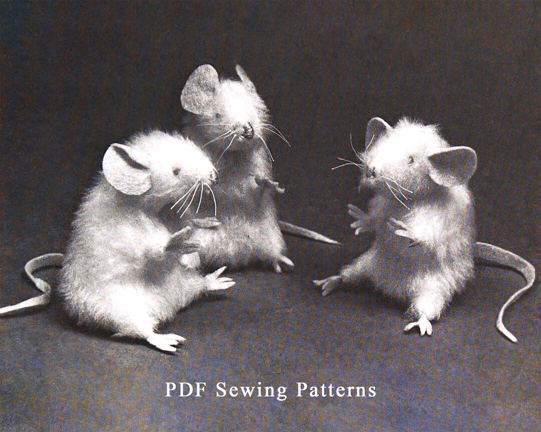 Vintage Stuffed Mice Sewing Pattern White Tiny Mouse Doll Pattern PDF ...