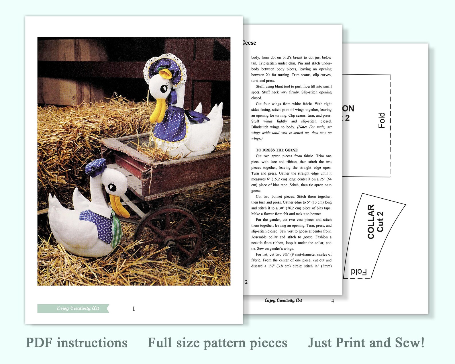 Vintage Stuffed Goose Sewing Pattern Duck Stuffed Animal Pattern Easter ...