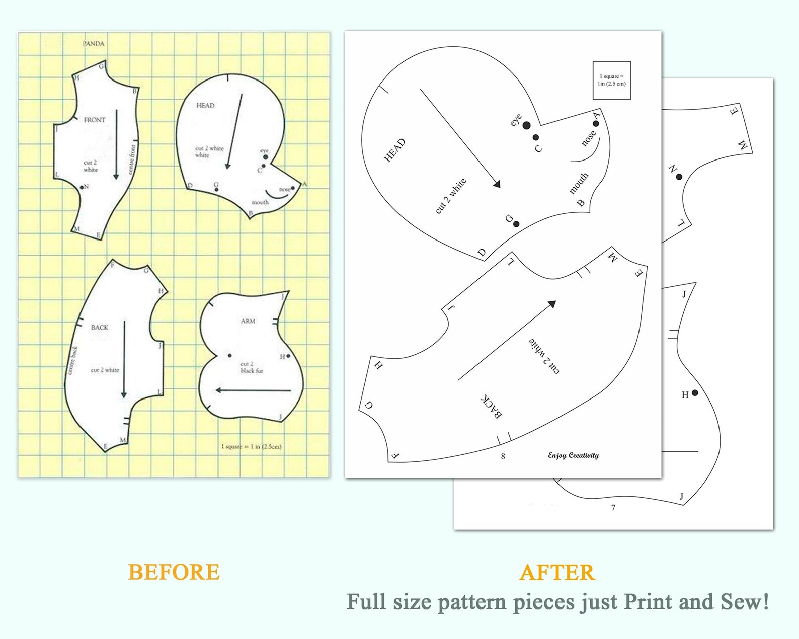 Vintage Stuffed Panda Sewing Pattern Plush Panda Bear Pattern PDF - Etsy