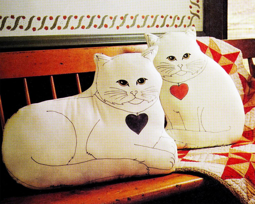 Vintage Stuffed Cat Pillow Pattern PDF Cat Cushion Sewing Pattern - Etsy