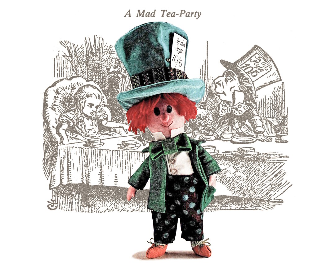 Mad Hatter Doll Pattern Vintage Cloth Doll PDF Alice in Wonderland Doll ...