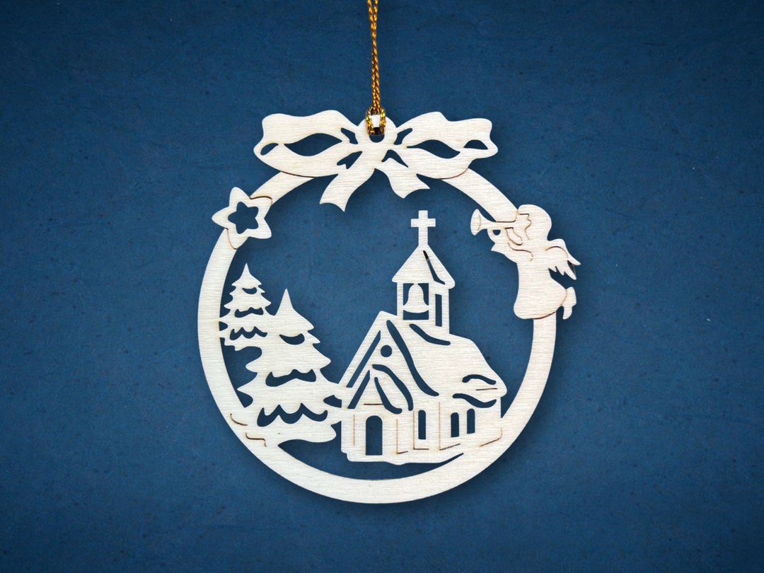 Wooden Church Christmas Tree Bauble/ Church Christmas Tree Decoration ...