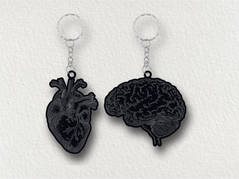 Heart and Brain Keyrings/ Heart and Brain Keychains/ Anatomy Keychains ...