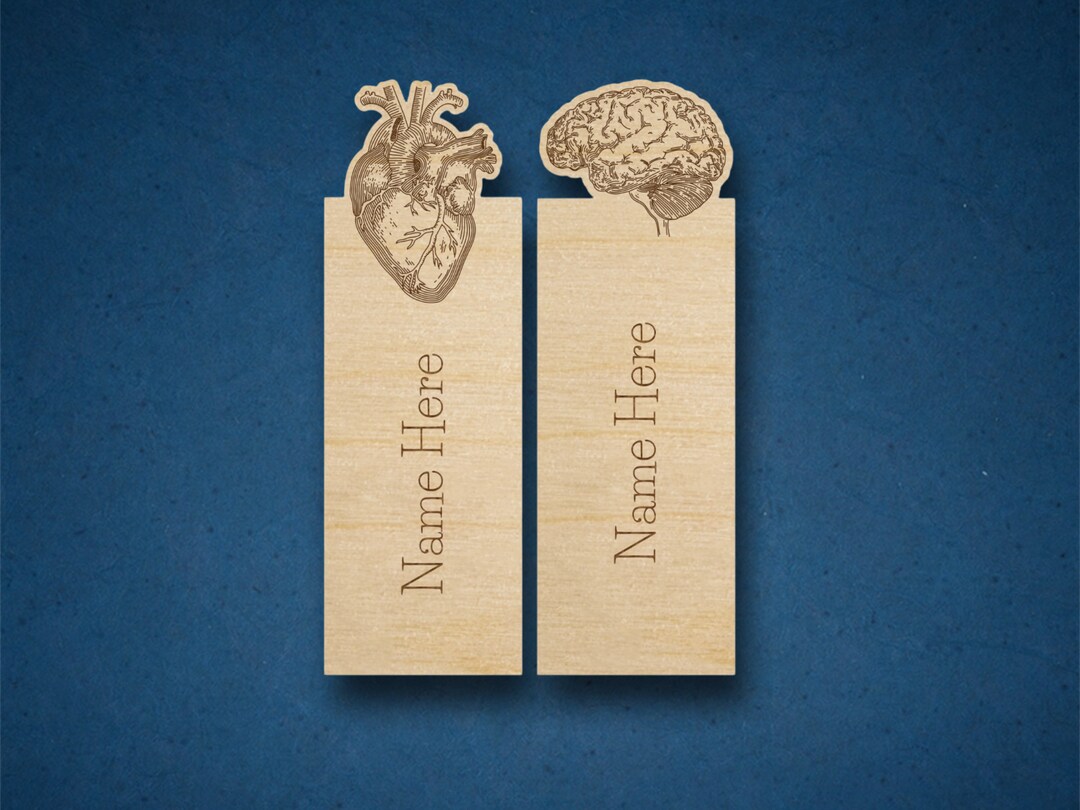 Personalised Anatomical Heart and Brain Basswood Bookmarks / Biology ...