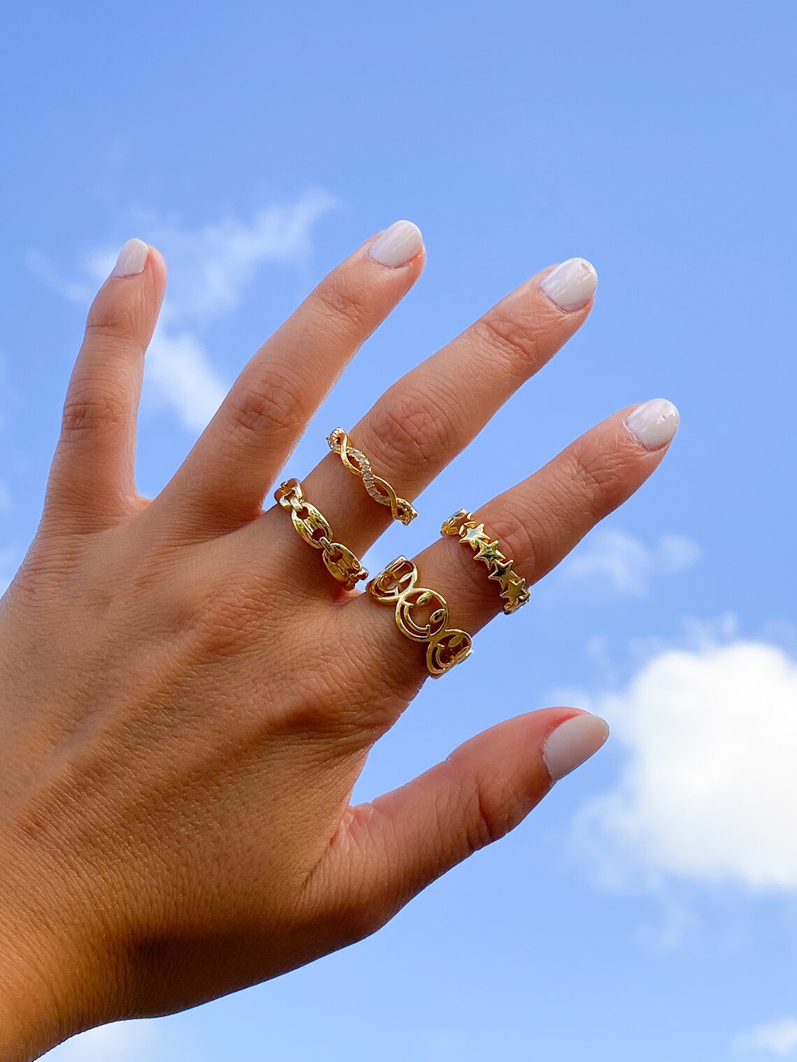 Summer Rings / Gold Rings / Happy Rings / Smiley Face Rings / | Etsy