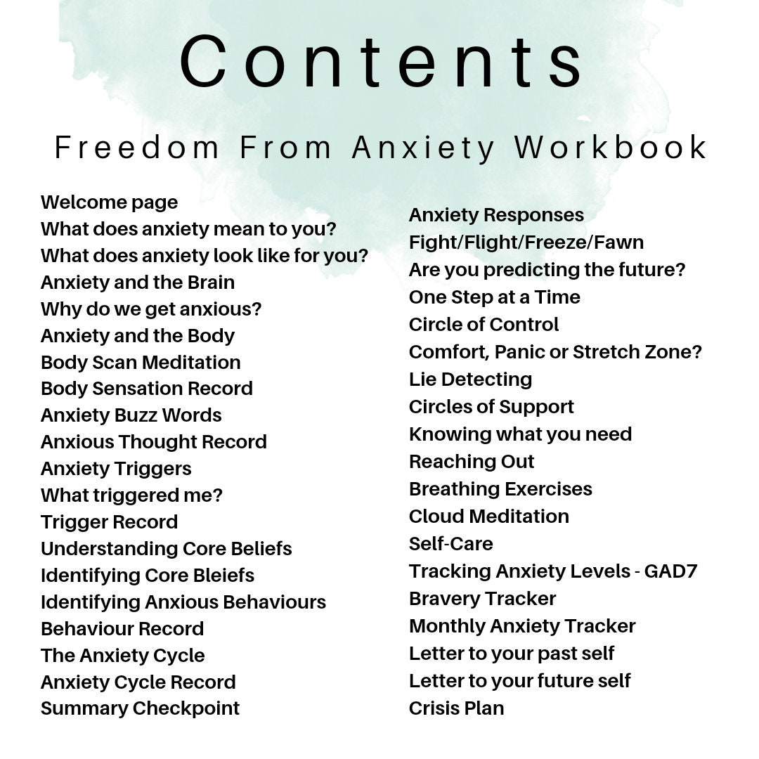 Anxiety and Depression Workbook BUNDLE 120-page Digital Download ...
