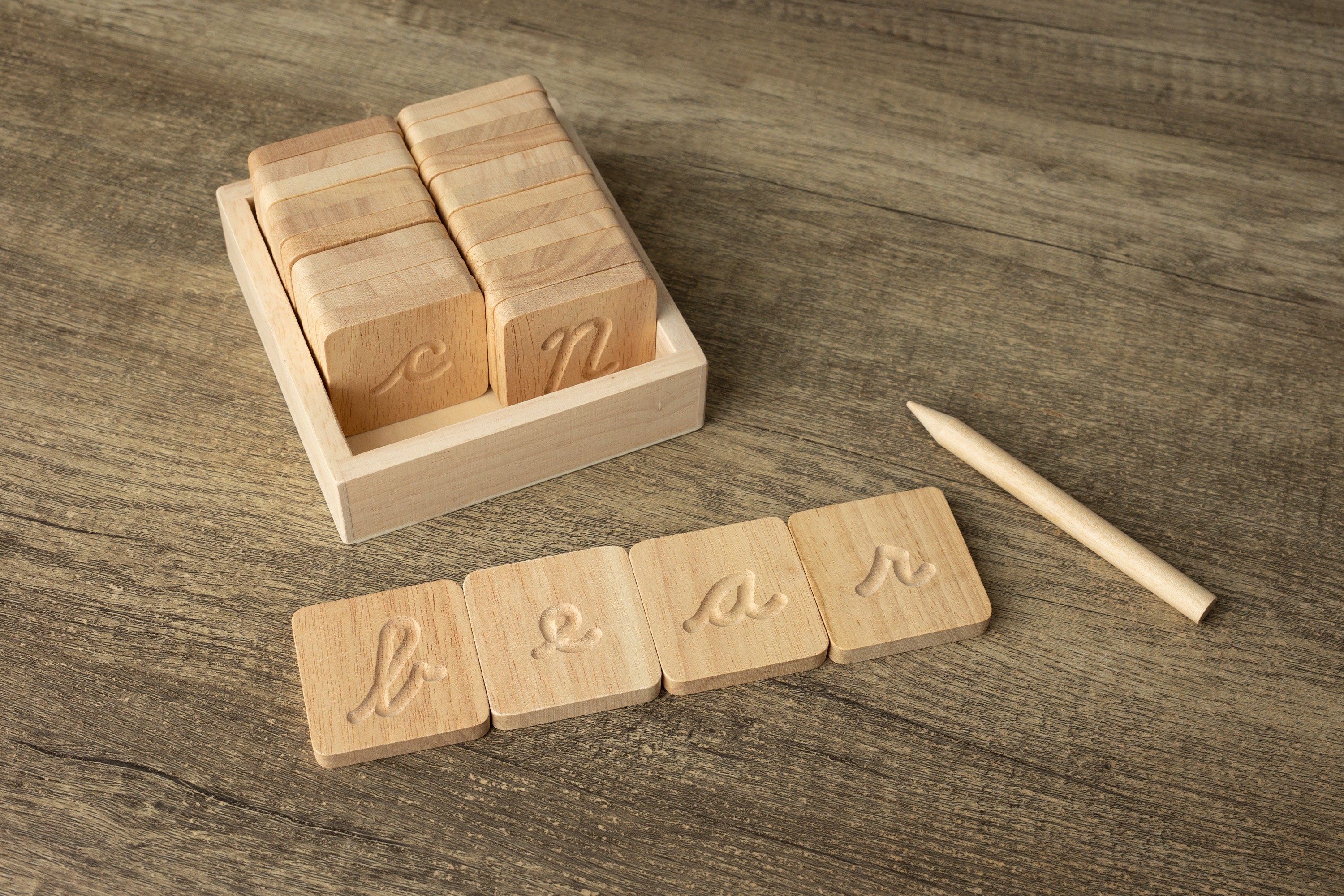 Wooden CURSIVE Alphabet ABC Tracing Cards Set With Stylus for Toddlers ...