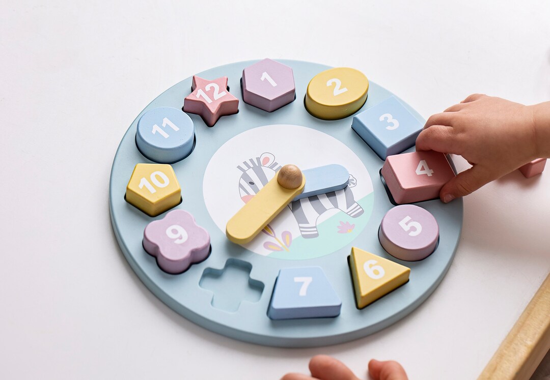 Wooden Clock Shape Sorting Toy Educational Montessori Color Toy Time ...