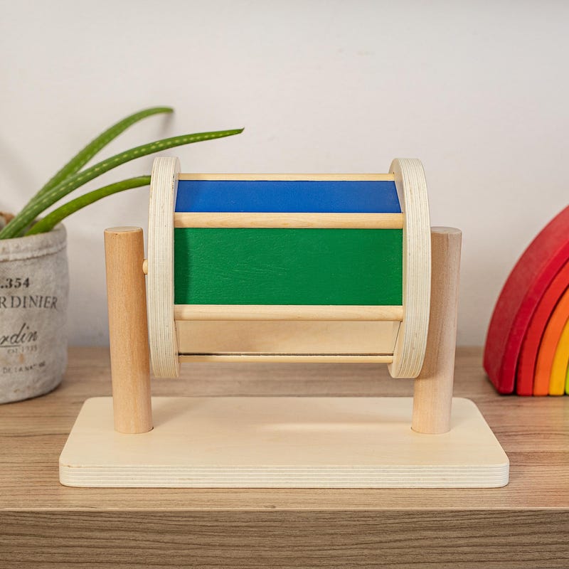 Wooden Spinning Drum Toy - Etsy