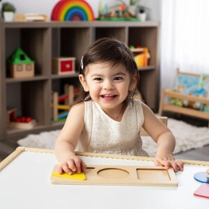 Montessori Baby Toys Basic Shapes Puzzle Wooden Baby First Toy Mullti ...