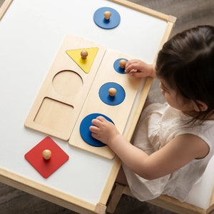 Montessori Baby Toys Basic Shapes Puzzle Wooden Baby First Toy Mullti ...