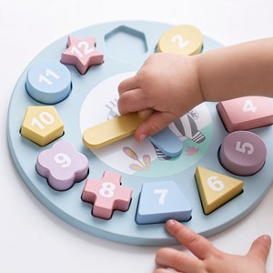 Wooden Clock Shape Sorting Toy Educational Montessori Color Toy Time ...