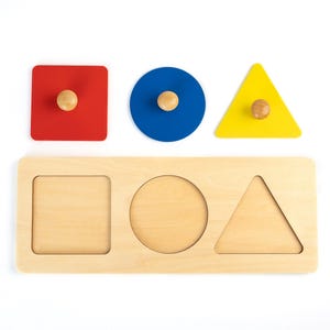 Montessori Baby Toys Basic Shapes Puzzle - Wooden Baby First Toy Mullti ...