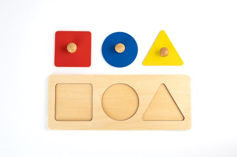 Montessori Baby Toys Basic Shapes Puzzle - Wooden Baby First Toy Mullti ...