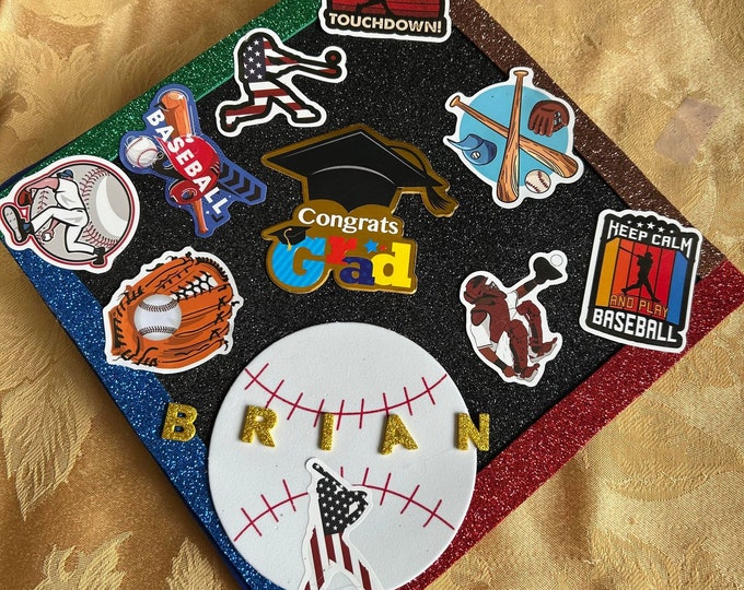 Personalized Baseball Graduation Cap Topper kindergarten Baseball Theme ...