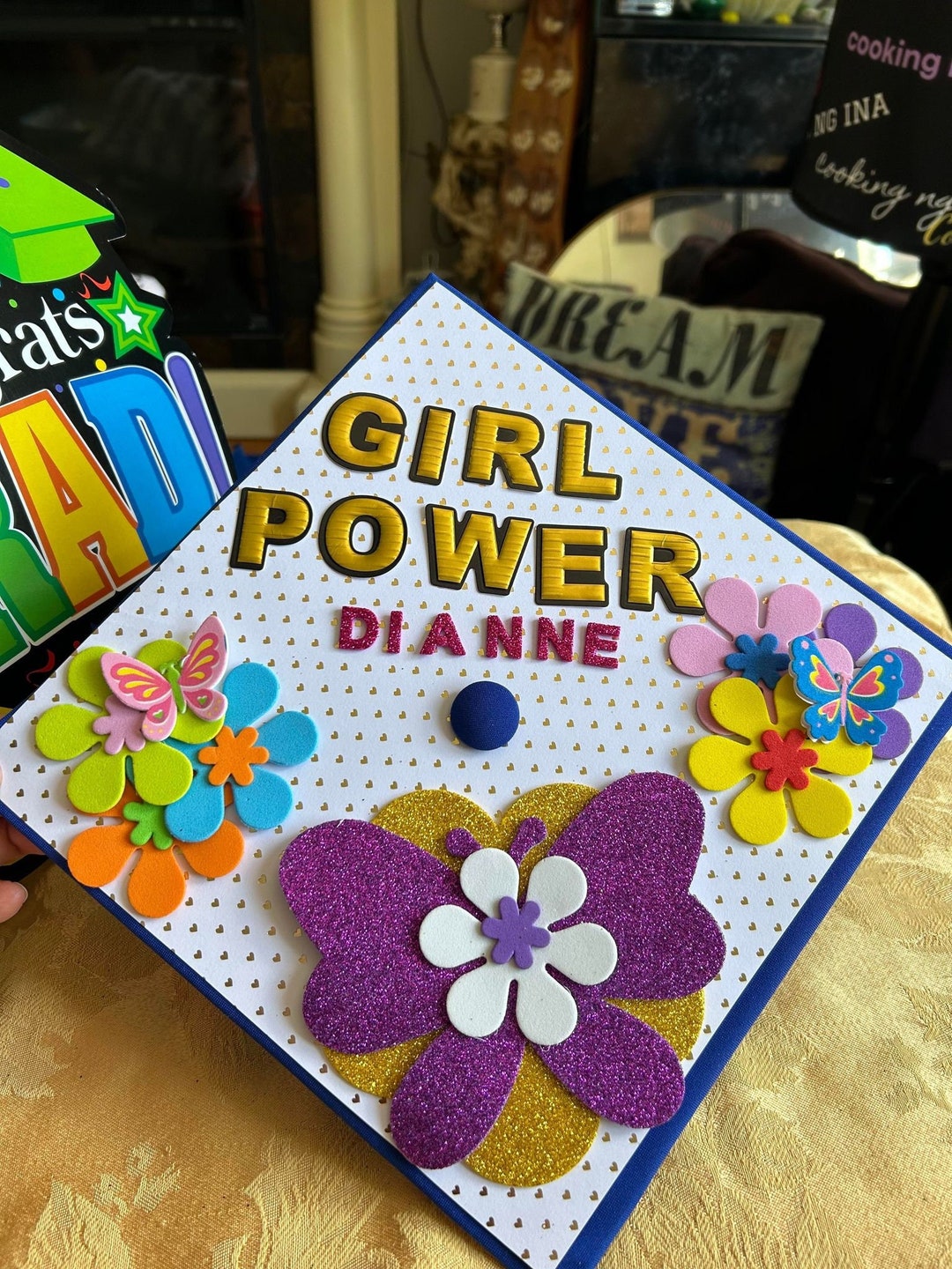 Personalized Girl Power Graduation Cap Topper | Girls Graduation Hat ...