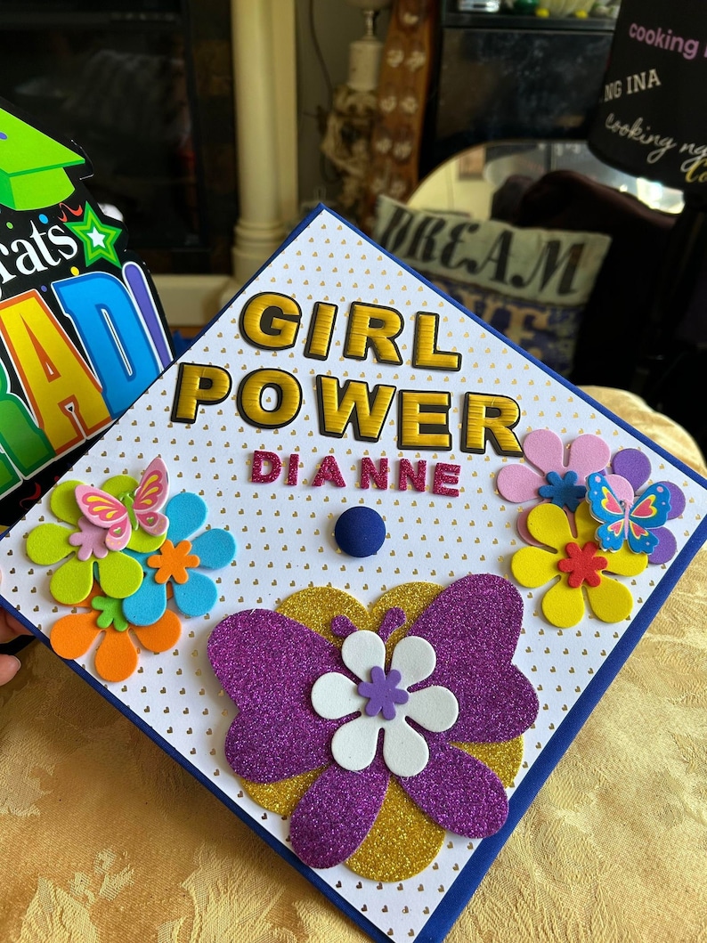 Personalized Girl Power Graduation Cap Topper | Girls Graduation Hat ...