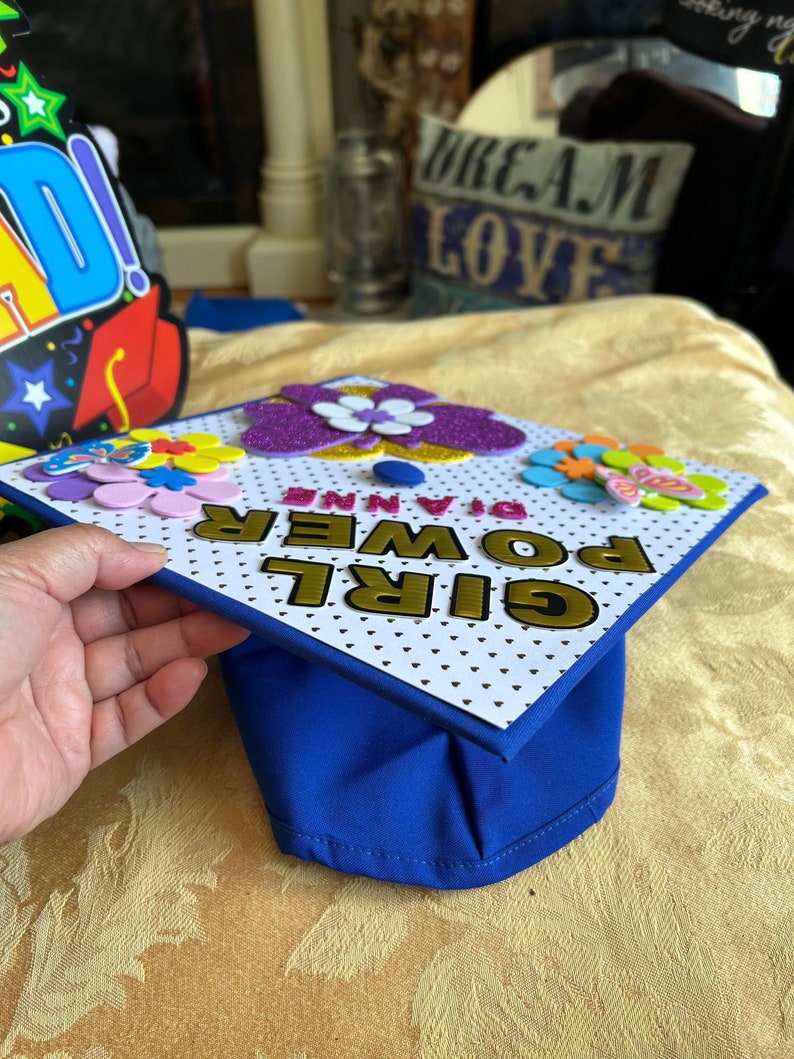 Personalized Girl Power Graduation Cap Topper | Girls Graduation Hat ...