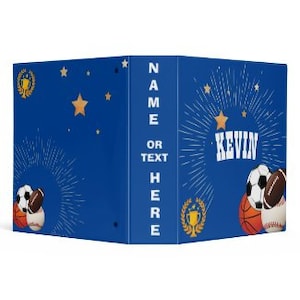 Personalized Kids Back to School Binder | Kids Sports Fan Binder ...