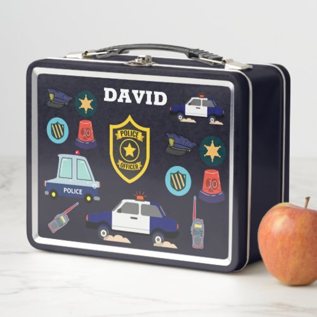 Personalized Kids Police Metal Lunchbox | Back to School Police Lunch ...