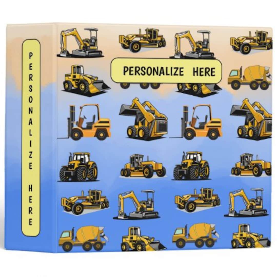 Personalized Kids Trucks & Tractors Binder | Construction Trucks Binder ...