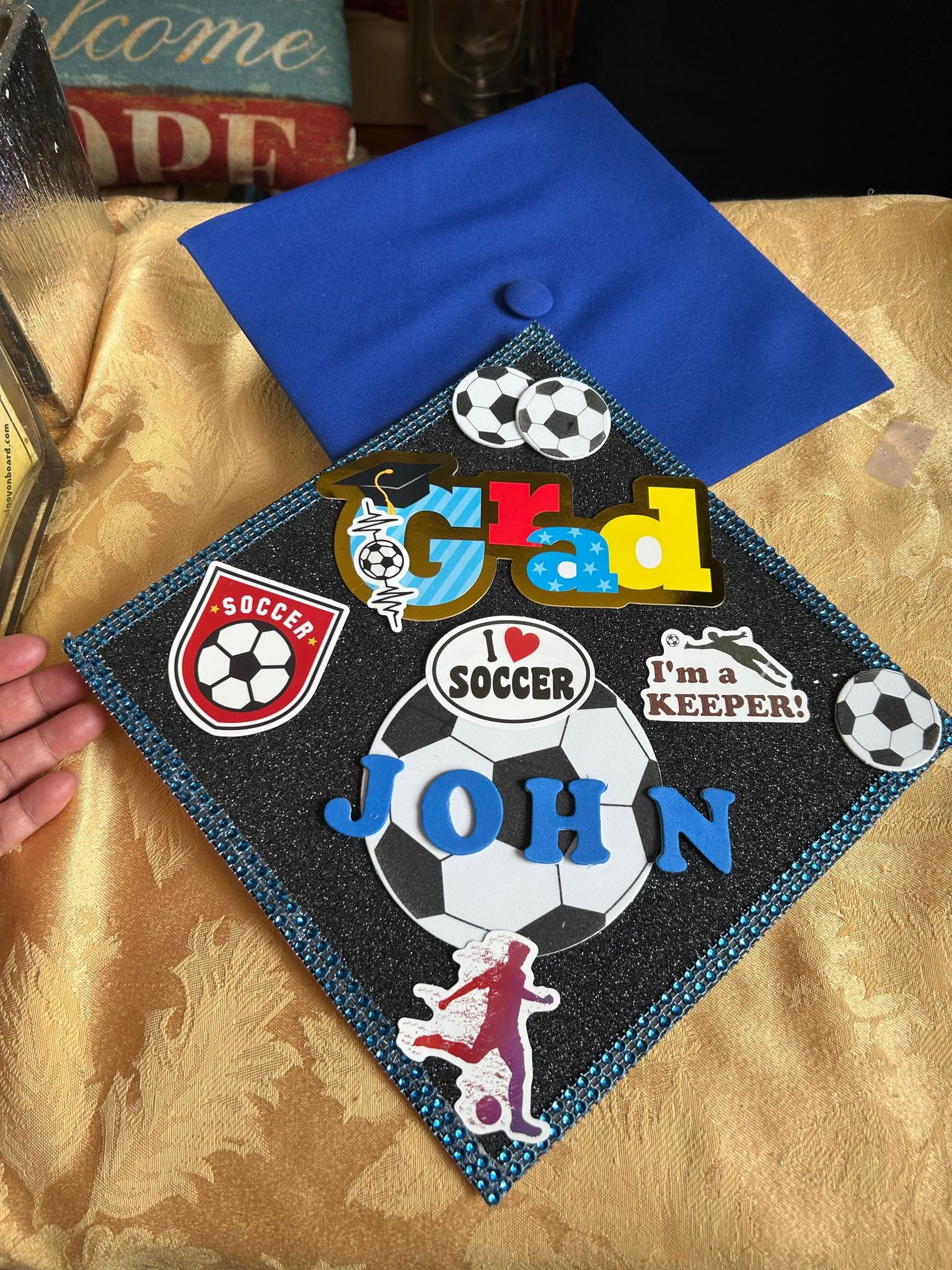 Personalized Soccer Graduation Cap Topper |kindergarten Soccer Theme ...