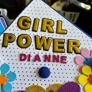 Personalized Girl Power Graduation Cap Topper | Girls Graduation Hat ...