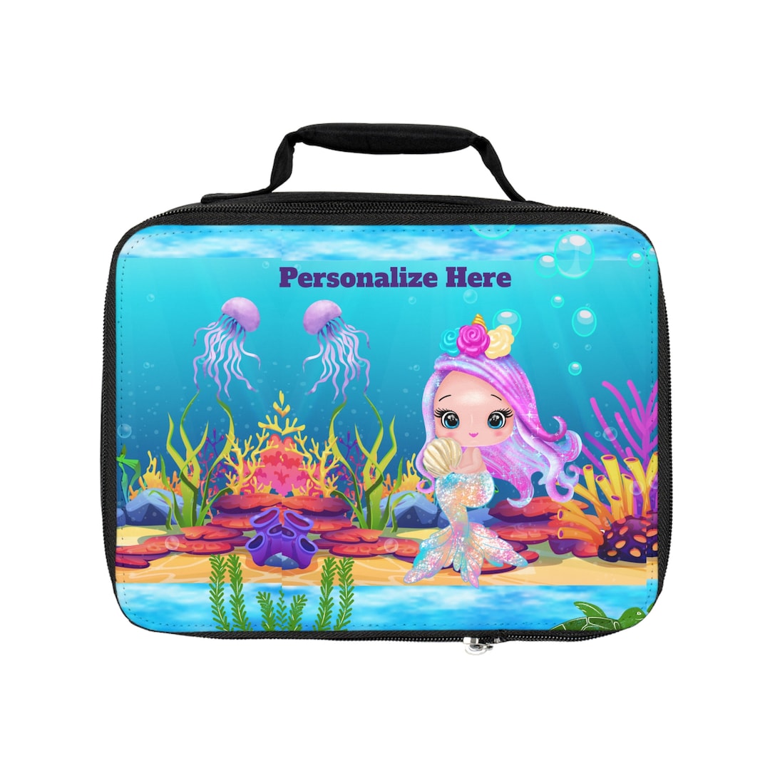 Personalized Mermaid Lunch Bag | Kids Back to School Mermaid Lunch Bag ...