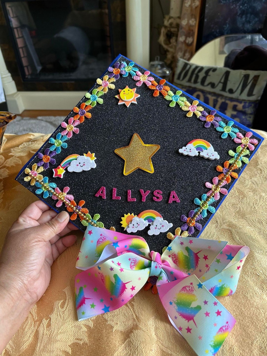 Personalized Unicorn Graduation Hat Cover | Girls Unicorn Graduation ...