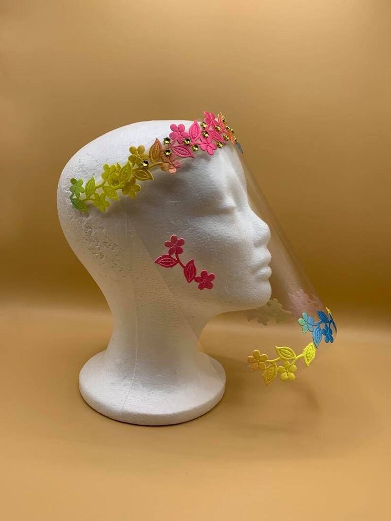 Bedazzled Face Shields With Vibrant Flower Designs and Fancy - Etsy