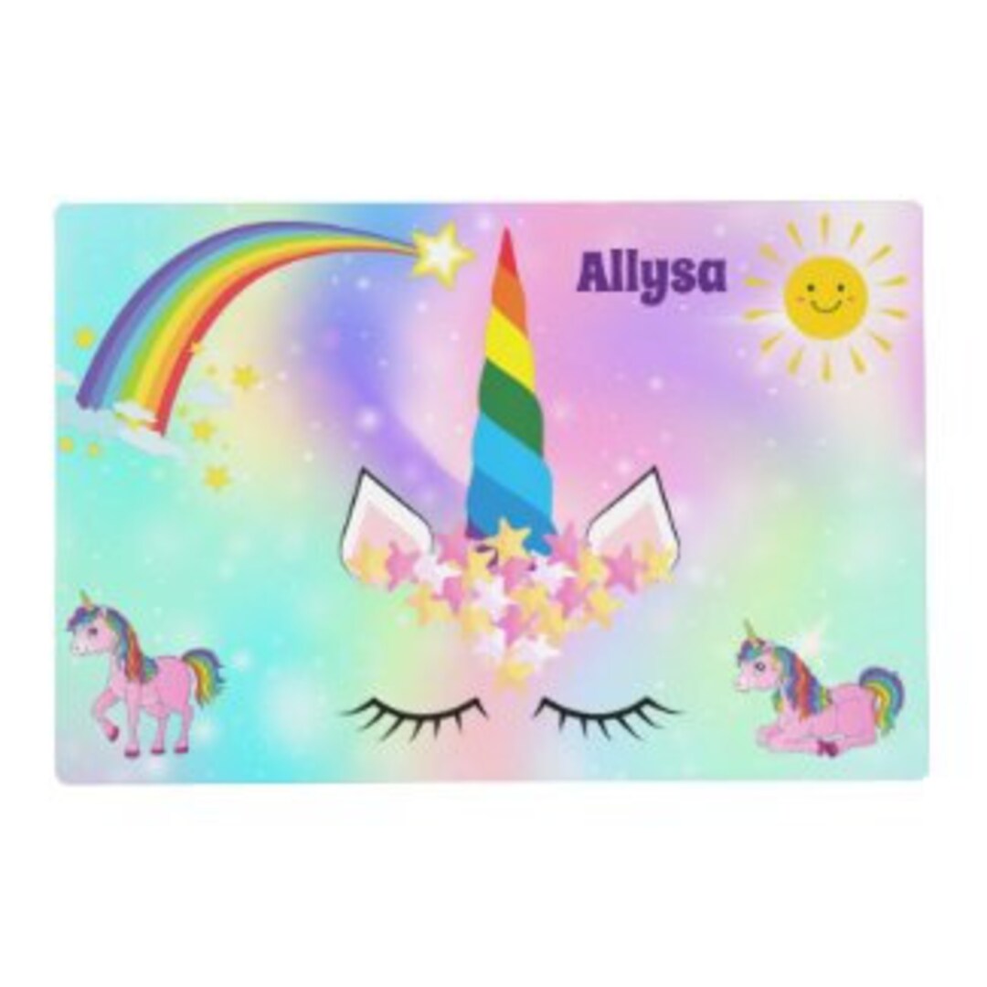 Personalized Place Mats Unicorn Theme | Kids Place Mat | Back to School ...