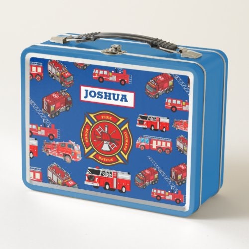 Personalized Firetruck Metal Lunch Box ,kids Lunchbox| Boys Gift Idea ...