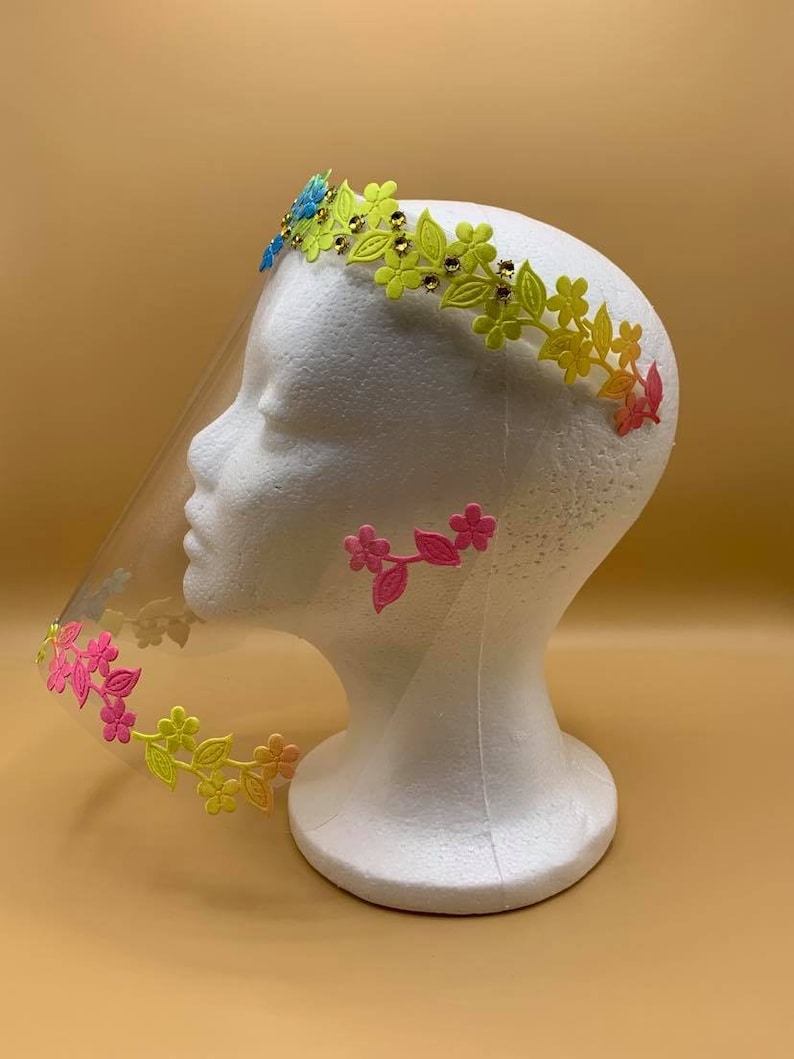 Bedazzled Face Shields With Vibrant Flower Designs and Fancy - Etsy