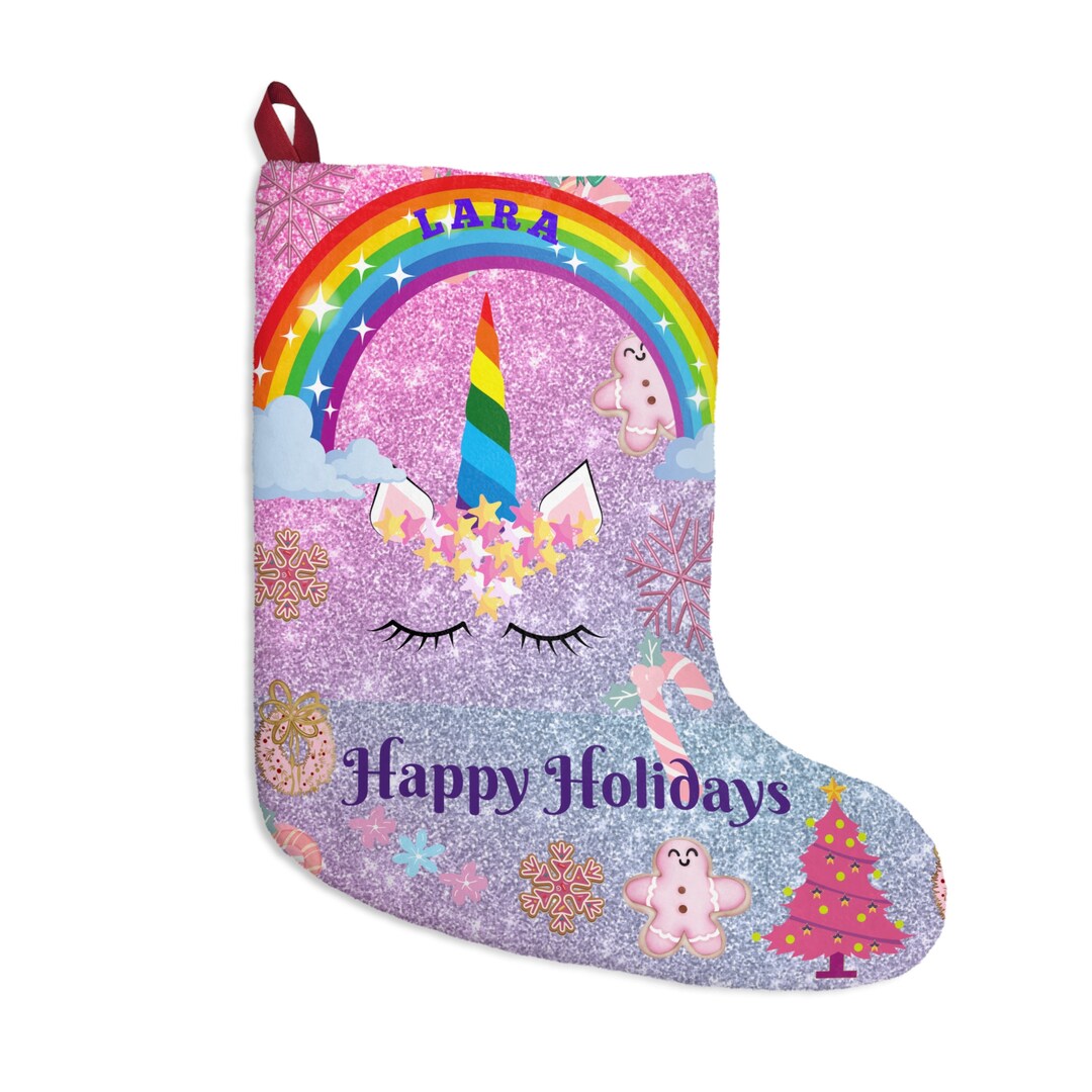 Personalized Kids Unicorn Christmas Stockings Back to Back Print ...