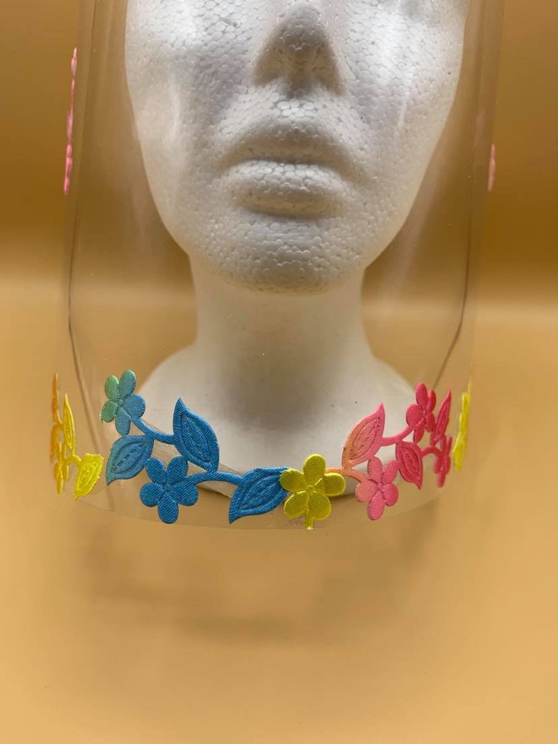 Bedazzled Face Shields With Vibrant Flower Designs And Fancy Etsy