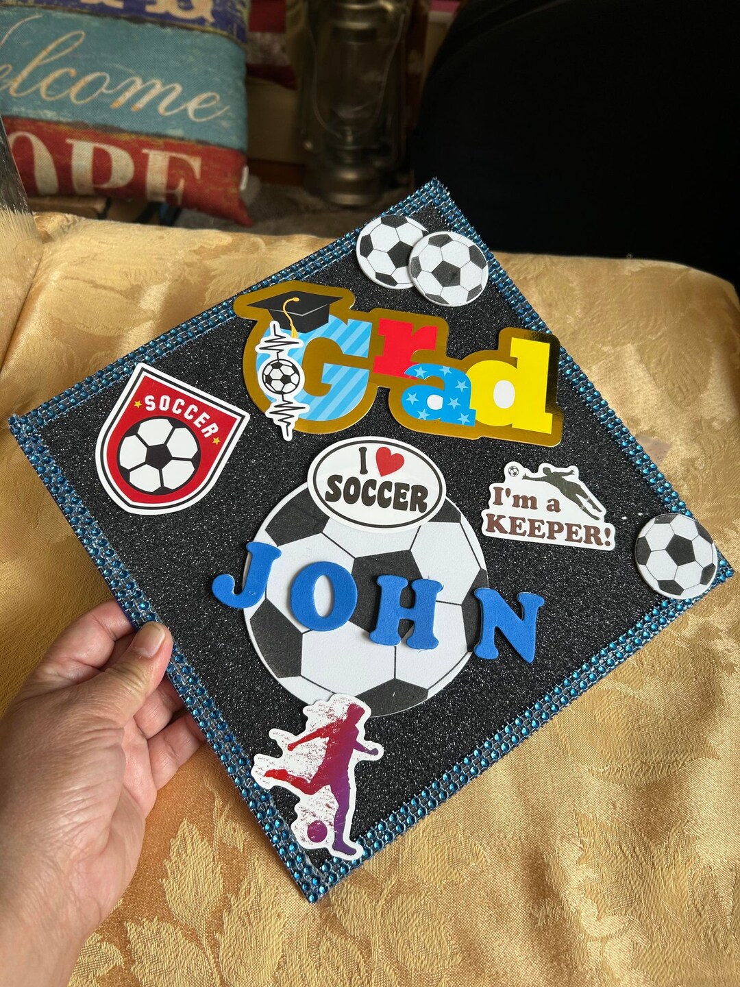 Personalized Soccer Graduation Cap Topper |kindergarten Soccer Theme ...