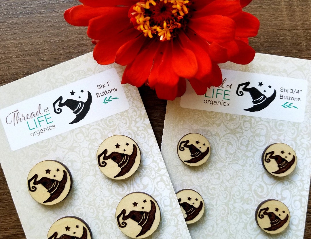 Witch Hat Wood Buttons / Halloween Buttons / Organic Wood Buttons ...