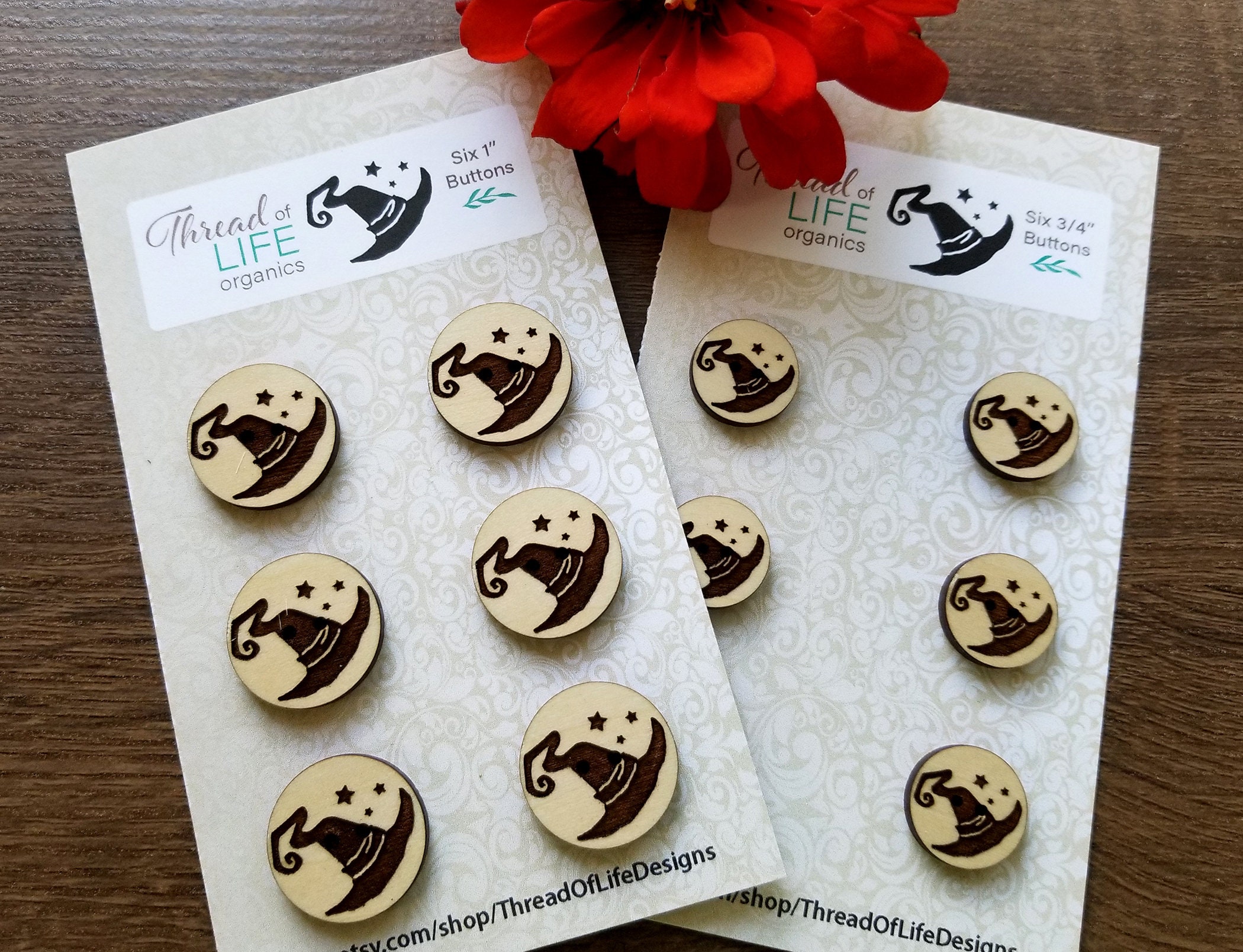 Witch Hat Wood Buttons / Halloween Buttons / Organic Wood | Etsy